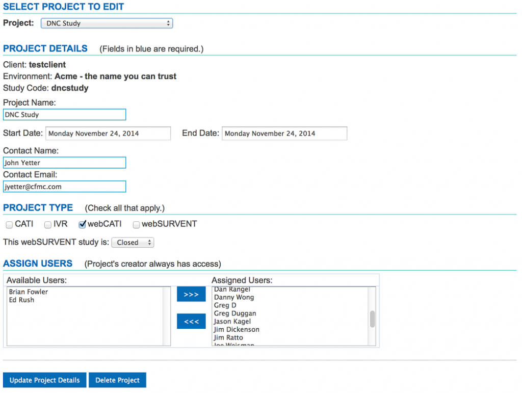 View-Edit Project – Enghouse Insights (Powered by Survox) Documentation