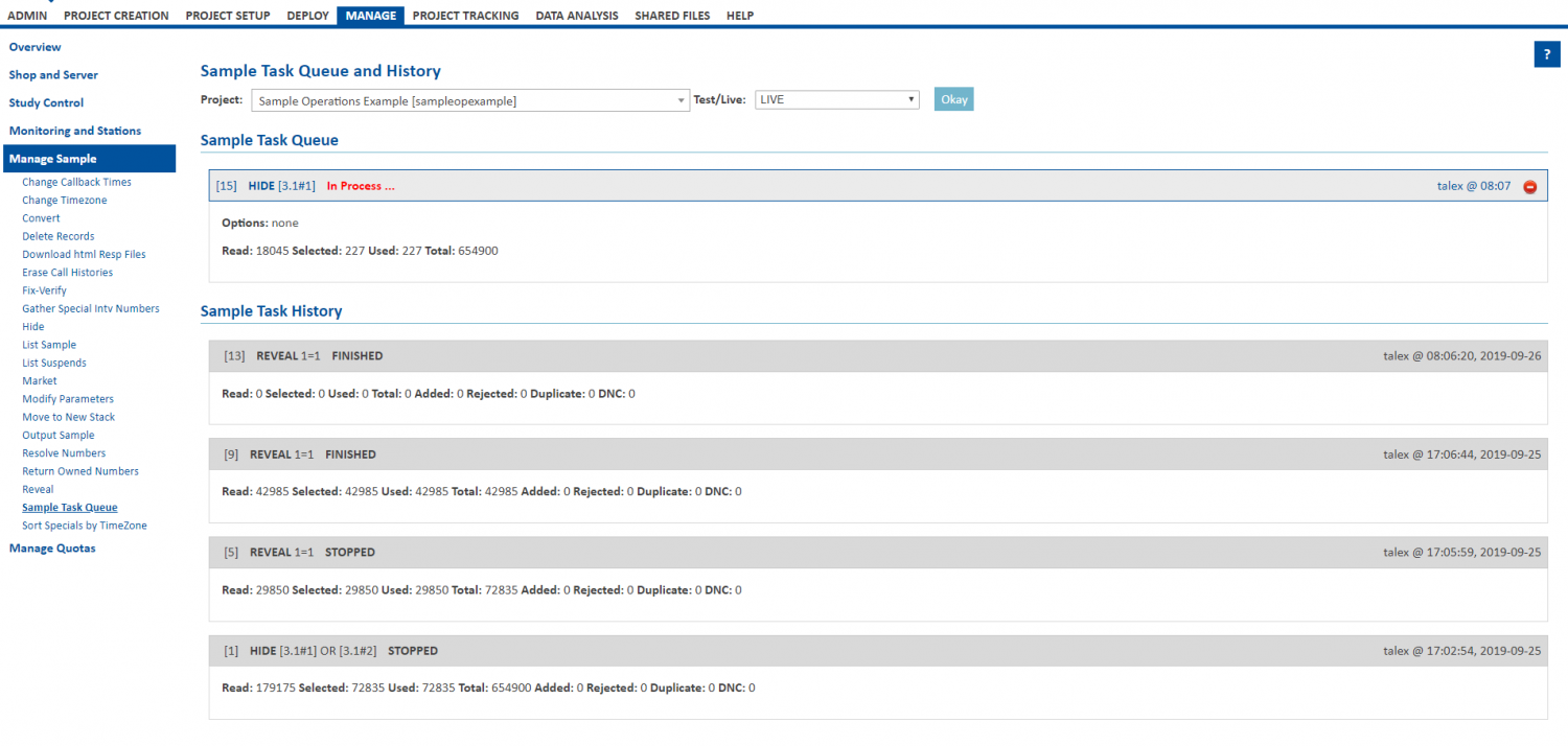 Sample Task Queue – Enghouse Insights (Powered by Survox) Documentation